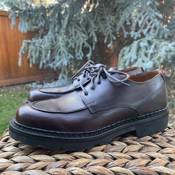 Cole Haan | Shoes | Cole Haan Country Brown Leather Moc Toe Chunky Heel ...